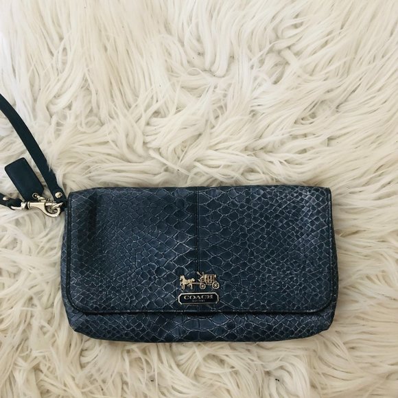 Coach | Bags | Coach Navy Blue Wristlet | Poshmark